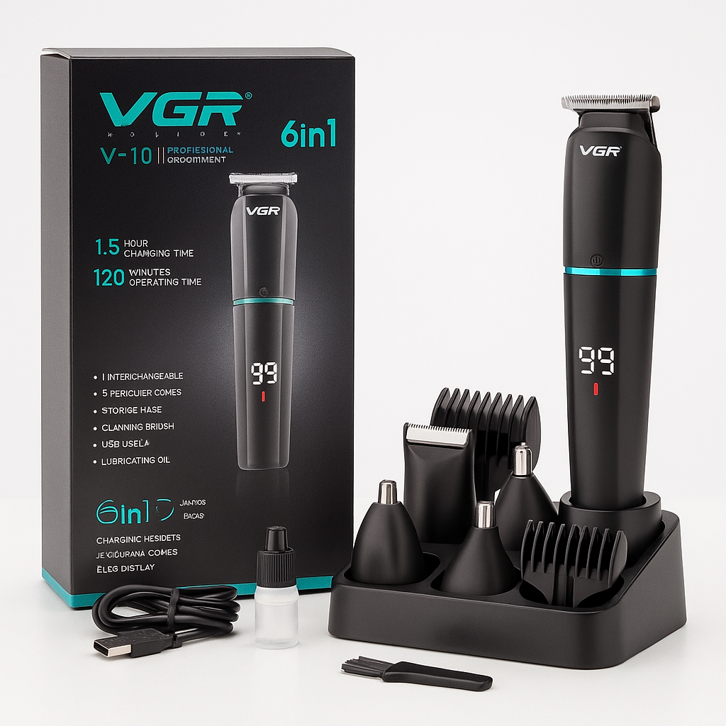 VGR V-101 Professional Grooming Kit – 6-in-1 Rechargeable Trimmer