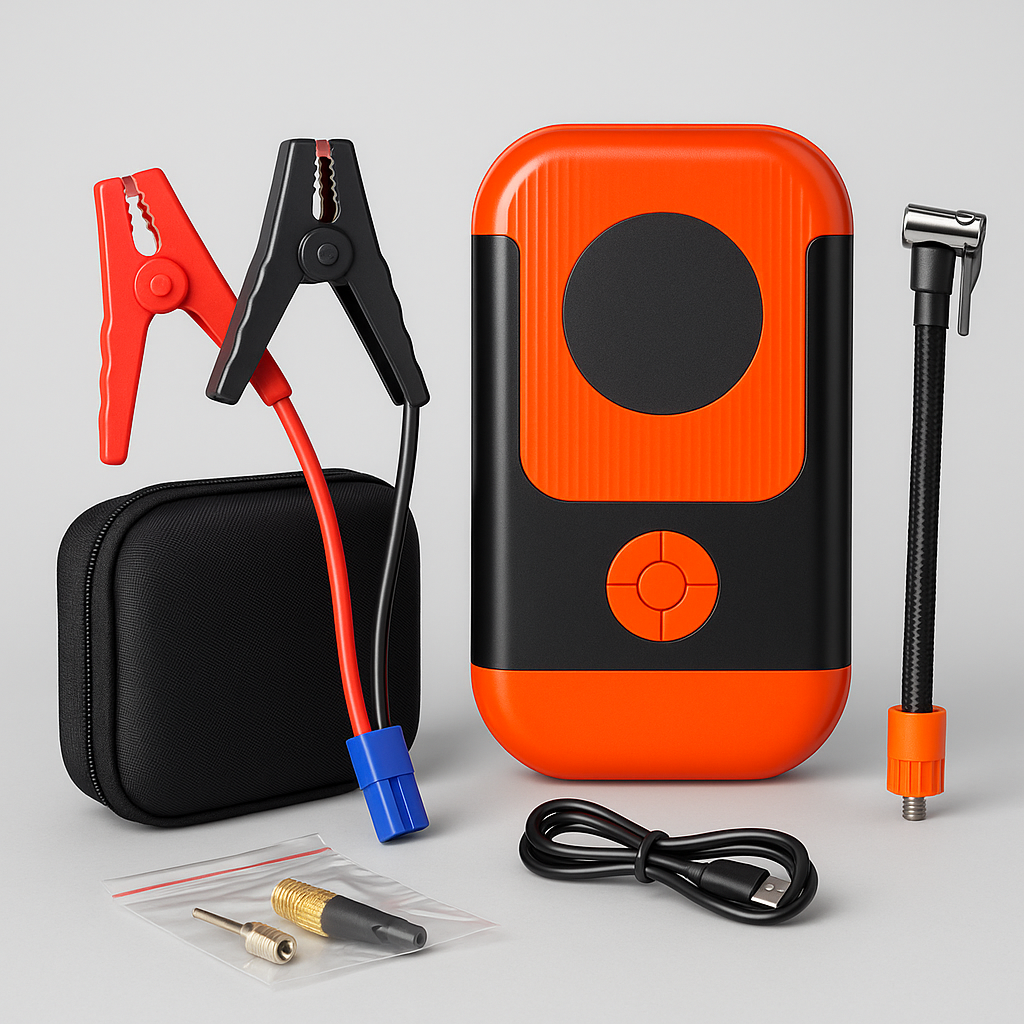 Multi-Function Car Jump Starter & Air Compressor With LED