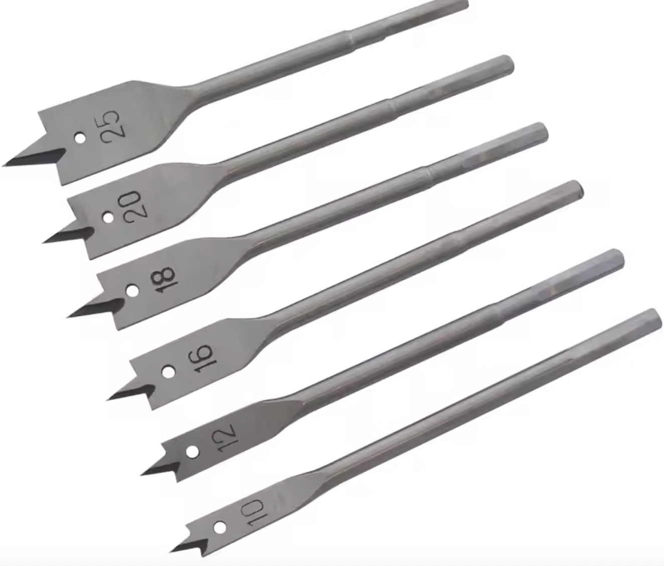 DANMI 6PCS Wood Flat Drill Bit Set – High Carbon Steel